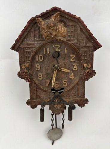 Keebler Animated Pendulette Cuckoo Wall Clock Boston Terrier Bulldog ...