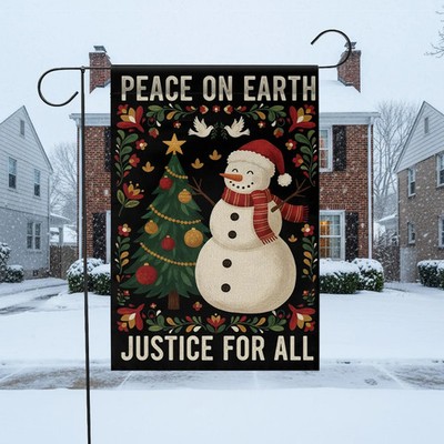 Peace on Earth Flag Outdoor Christmas Decor with Snowman Tree Doves ...