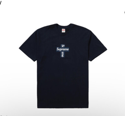 Supreme Cross Box Logo Tee Black White size Large L FW20 Brand New 100% ...