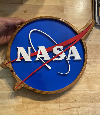 NASA SpaceX Sign 1 Ft+ Wood Plaque Astronaut Elon Musk Bezos Collector ...