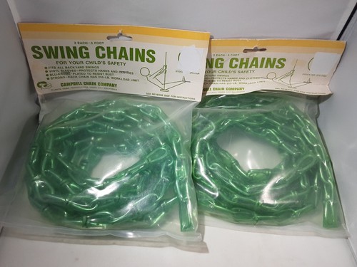 Vintage CAMPBELL CHAIN 2 Sets Of 2 Each 5' Grn Vinyl Coated SWING ...