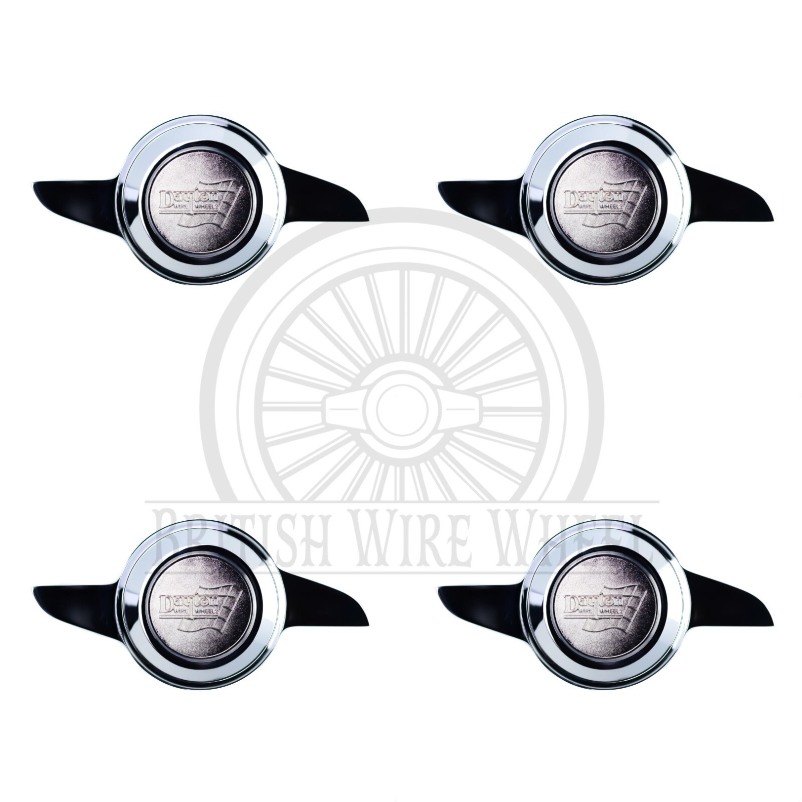 Dayton All Chrome Metal Wheel Chip Emblems with Spinner Caps, Set of 4 ...