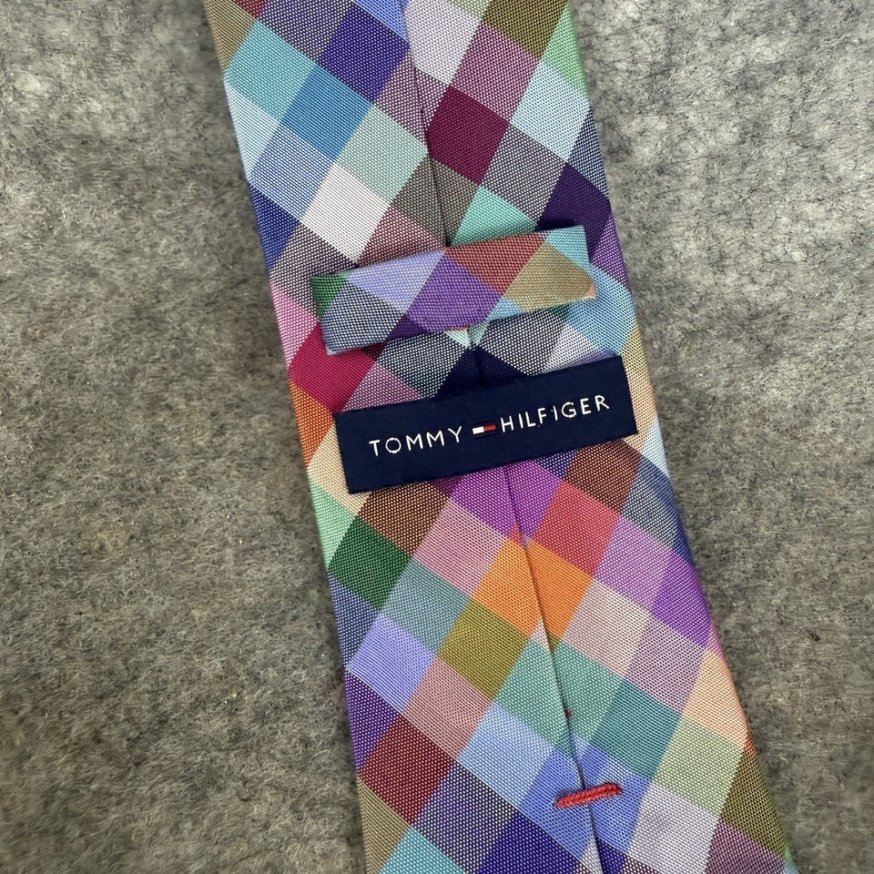 Multicolor Buffalo Plaid TOMMY HILFIGER tie Work Office Dapper Rainbow | eBay