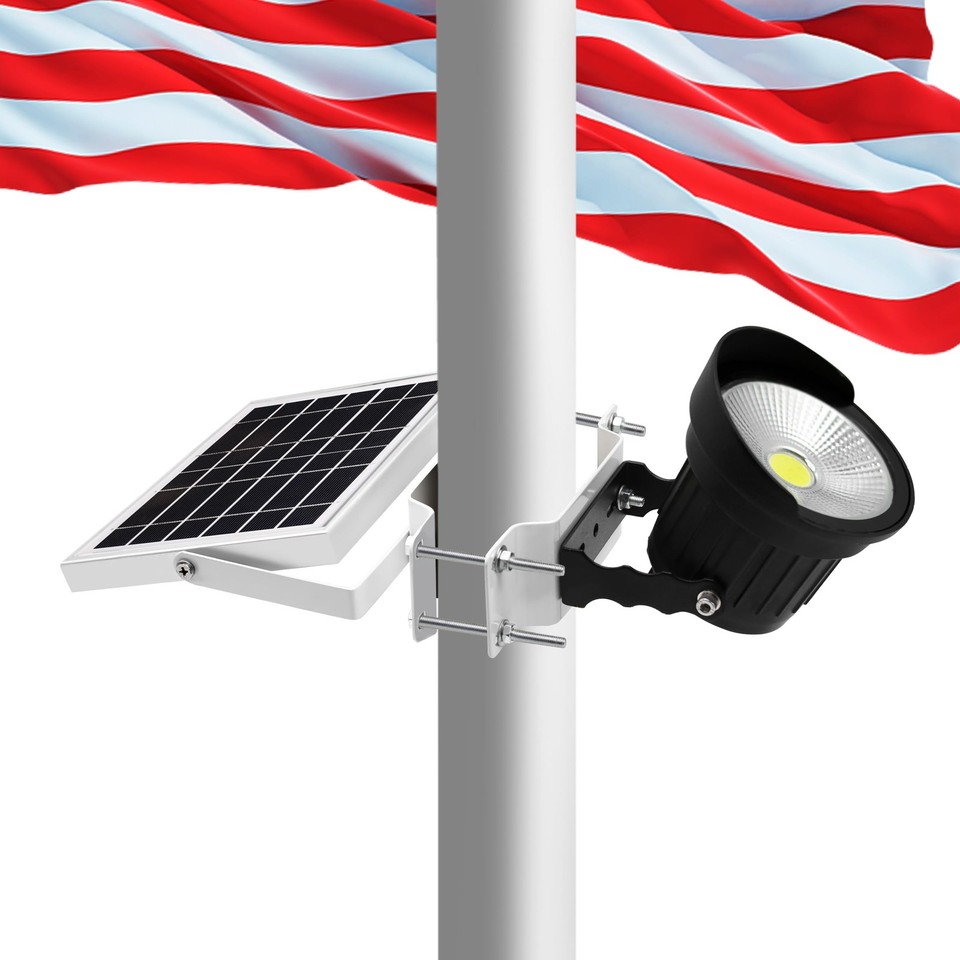 Solar Flagpole Light Solar Powered, IP65 Waterproof Solar Flag Pole ...