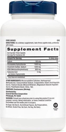 GNC TriFlex 240 Tabs Glucosamine MSM Joint Support Supplement Exp 11/ ...