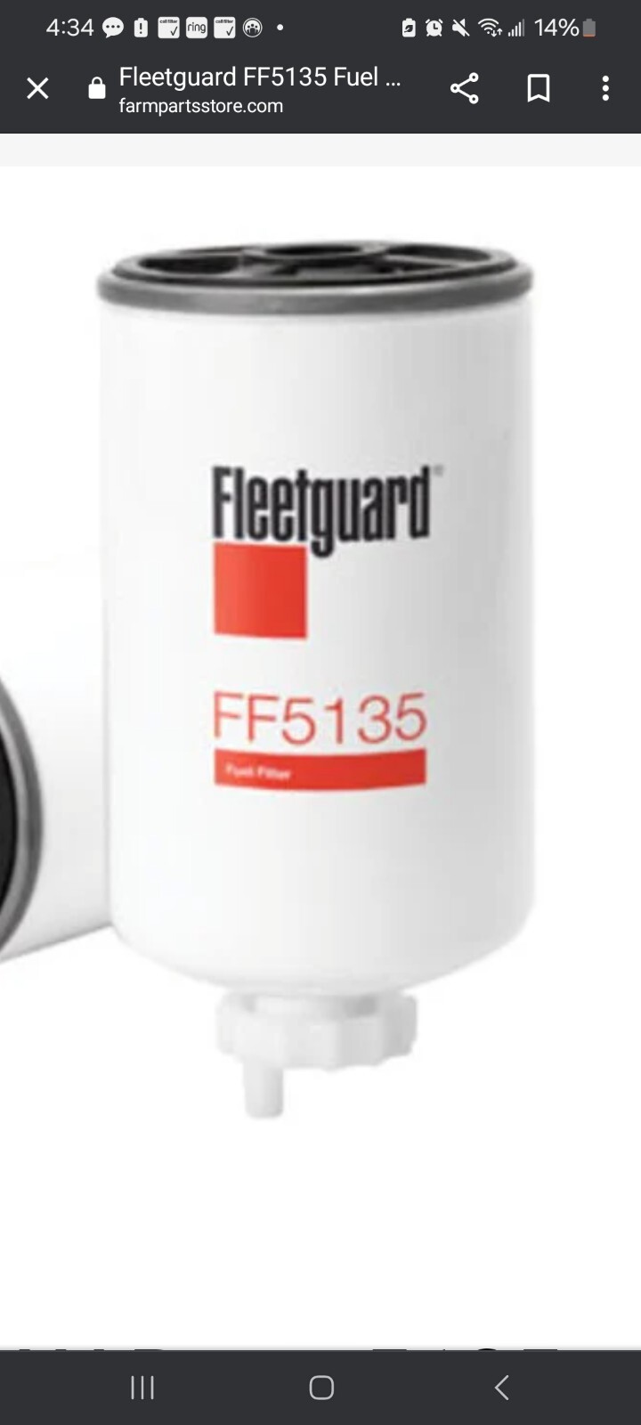 FLEETGUARD FF5135 - Fuel filter cross reference