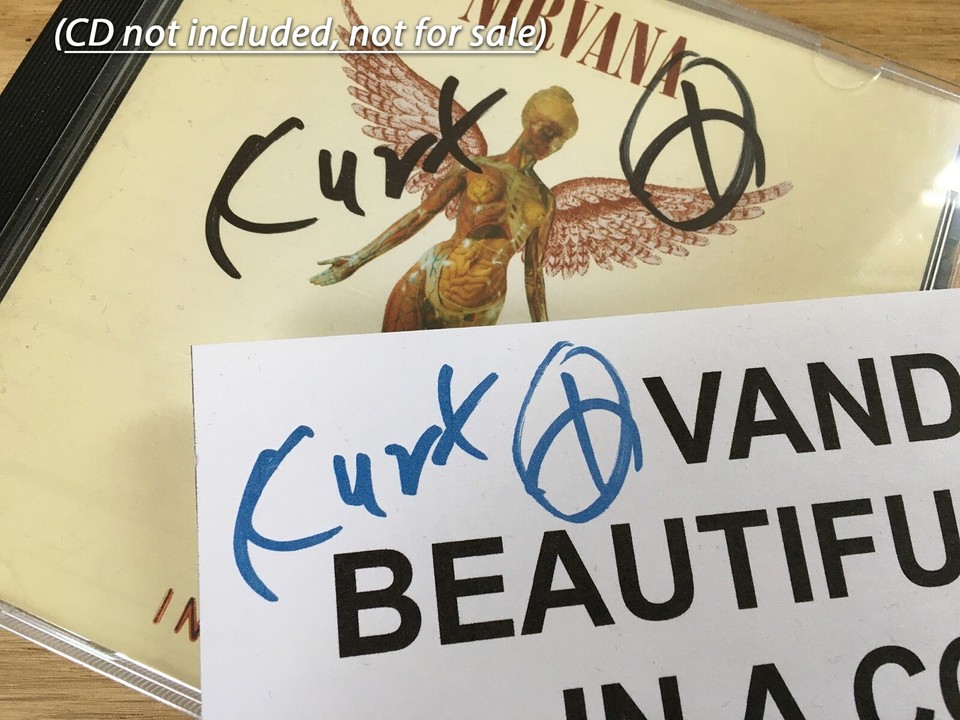 Kurt Cobain VANDALISM Strat Sticker Autograph Signed Beautiful rock Cop ...