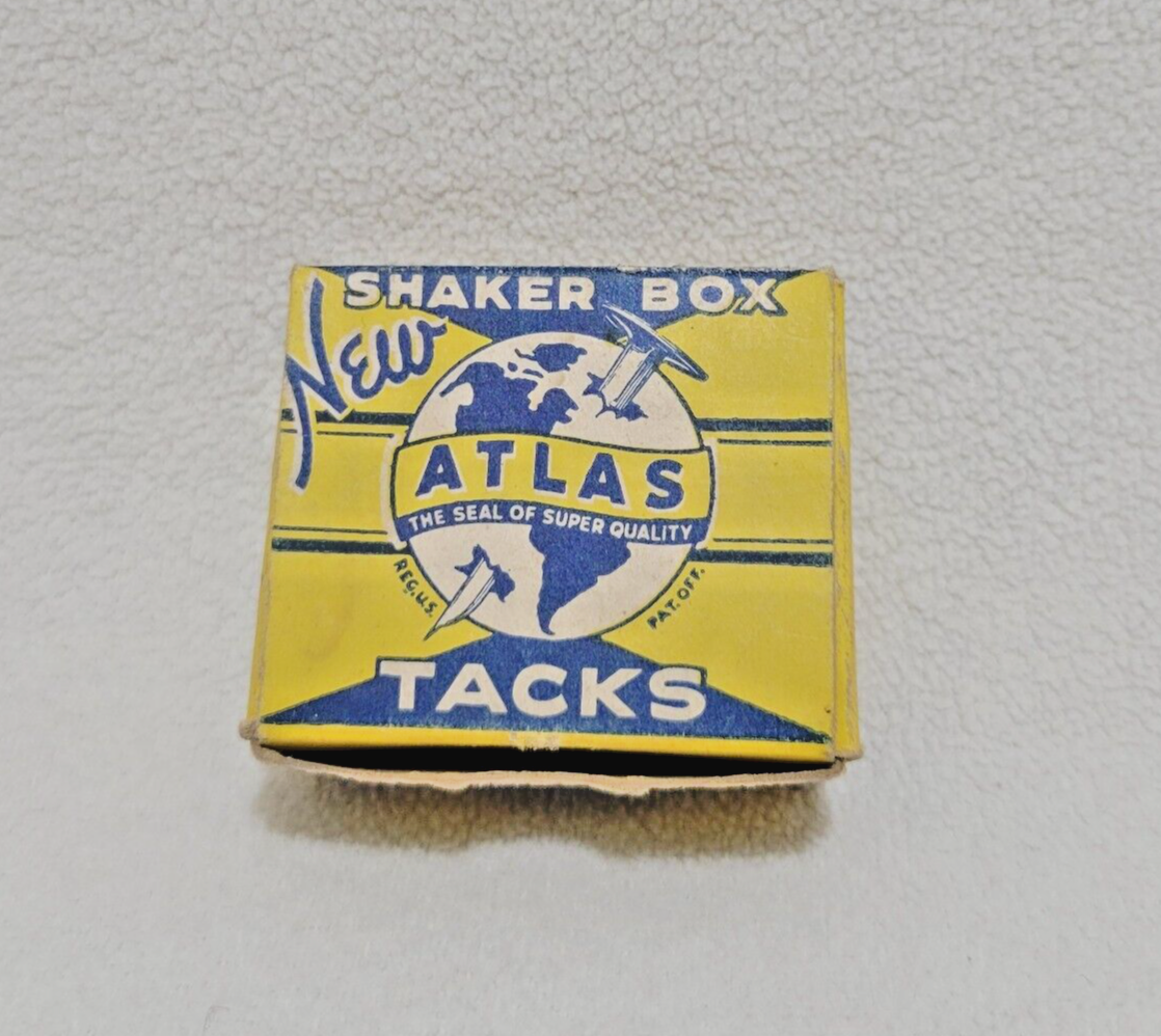 Vtg Atlas Shaker Box Sterilized Tacks 4/8 cobblers Nails 1/8Lb Box 1/4 ...