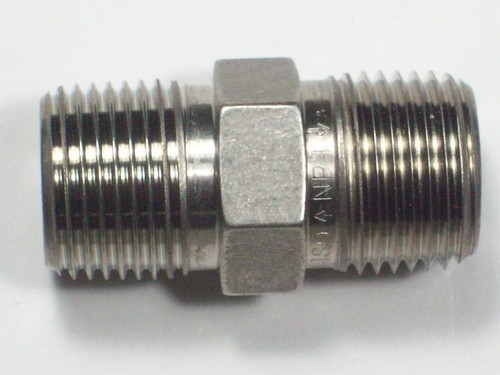 1 - Swagelok Stainless Steel Hex Pipe Nipple, 3/8" NPT x 3/8 ISO, SS-6 ...