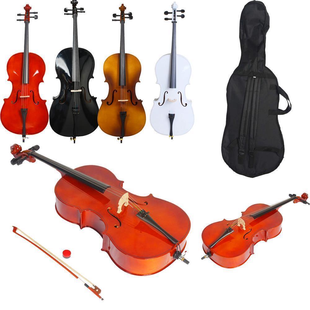 Full-Size Cello, Beginner Cello 4/4, Acoustic Cello Set with Portable ...