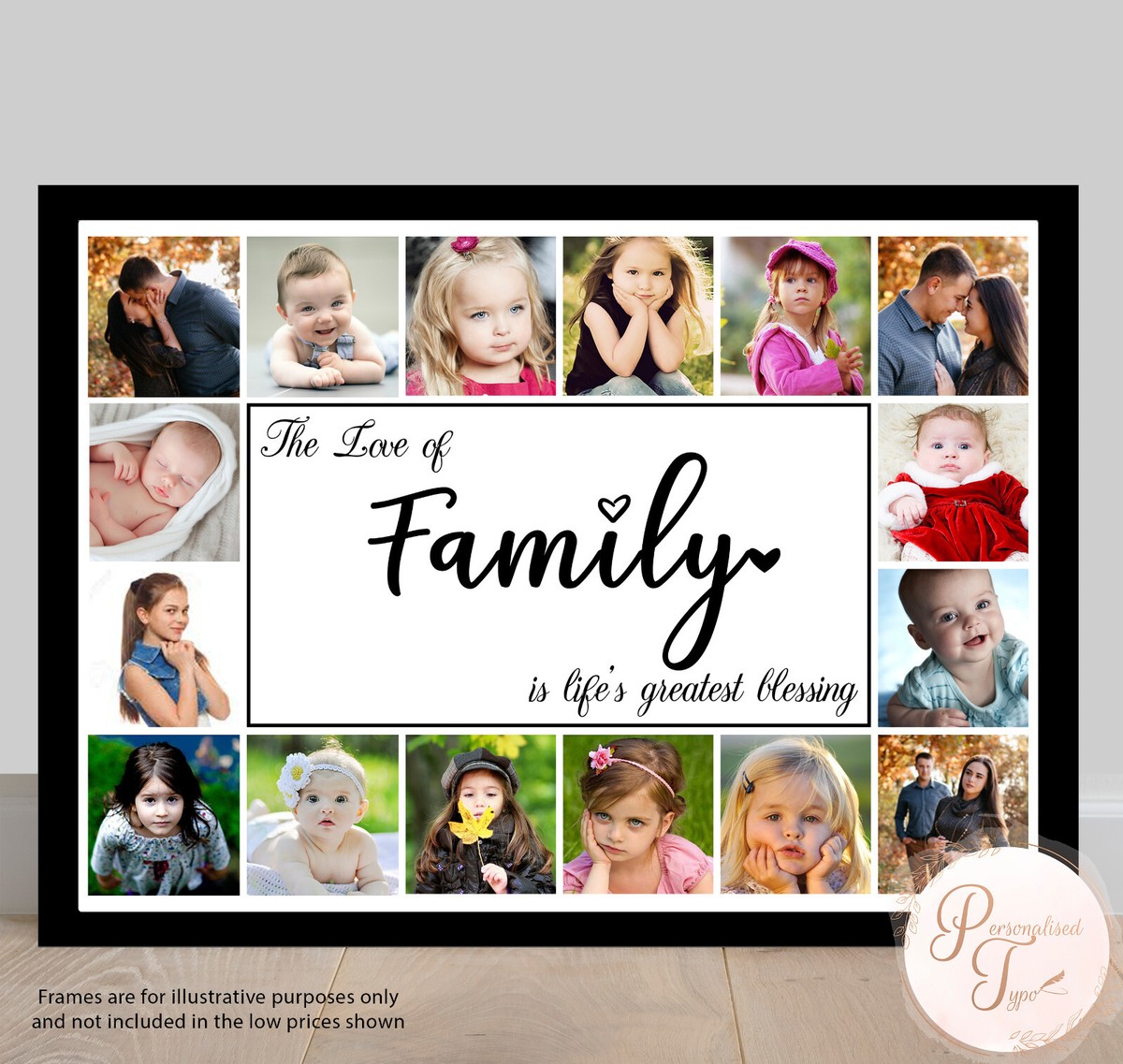 Familie Ord Collage Family Big Collage Frame With 100 Photos, Parent's