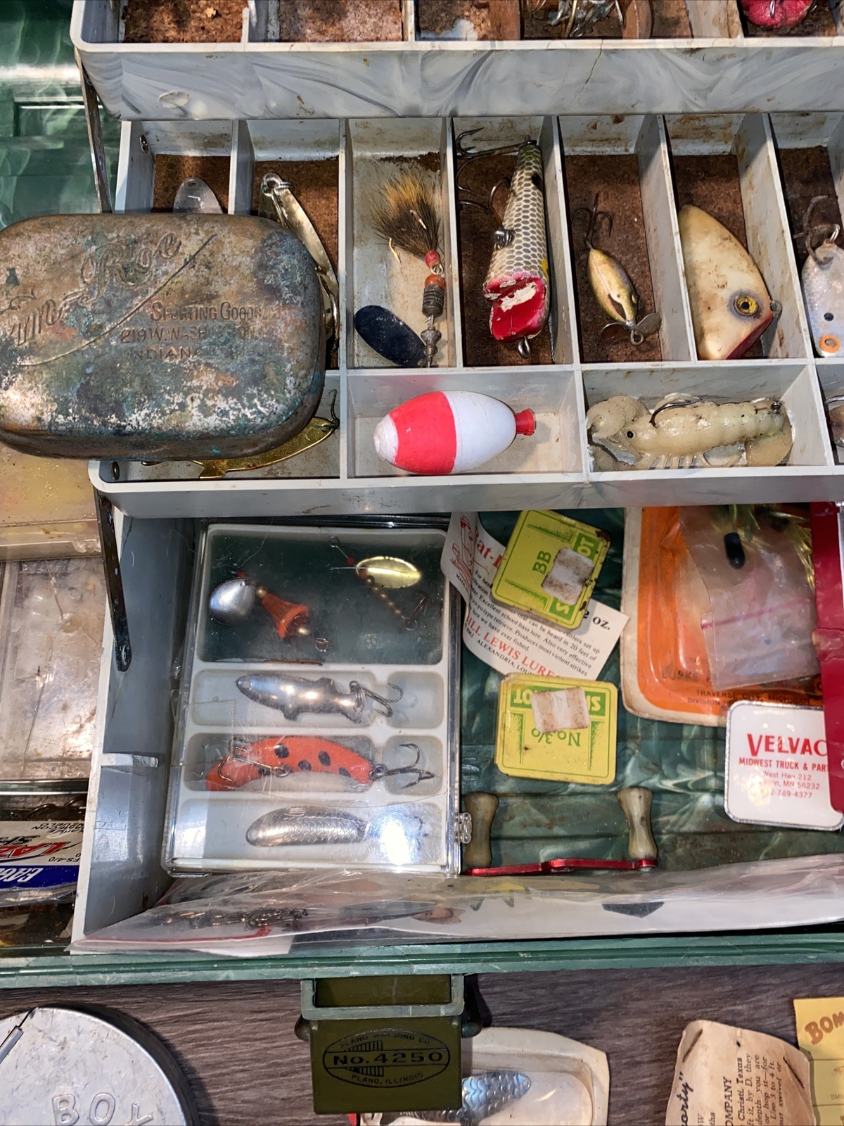 Vintage Plano Model 4250 Fishing Tackle Box Fully Loaded with Antique ...