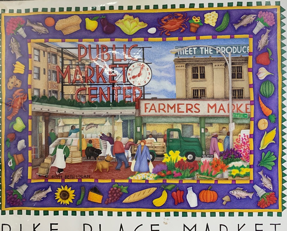 Pike Place Beth Logan Vintage 1994 Seattle Washington Fish Market Print ...