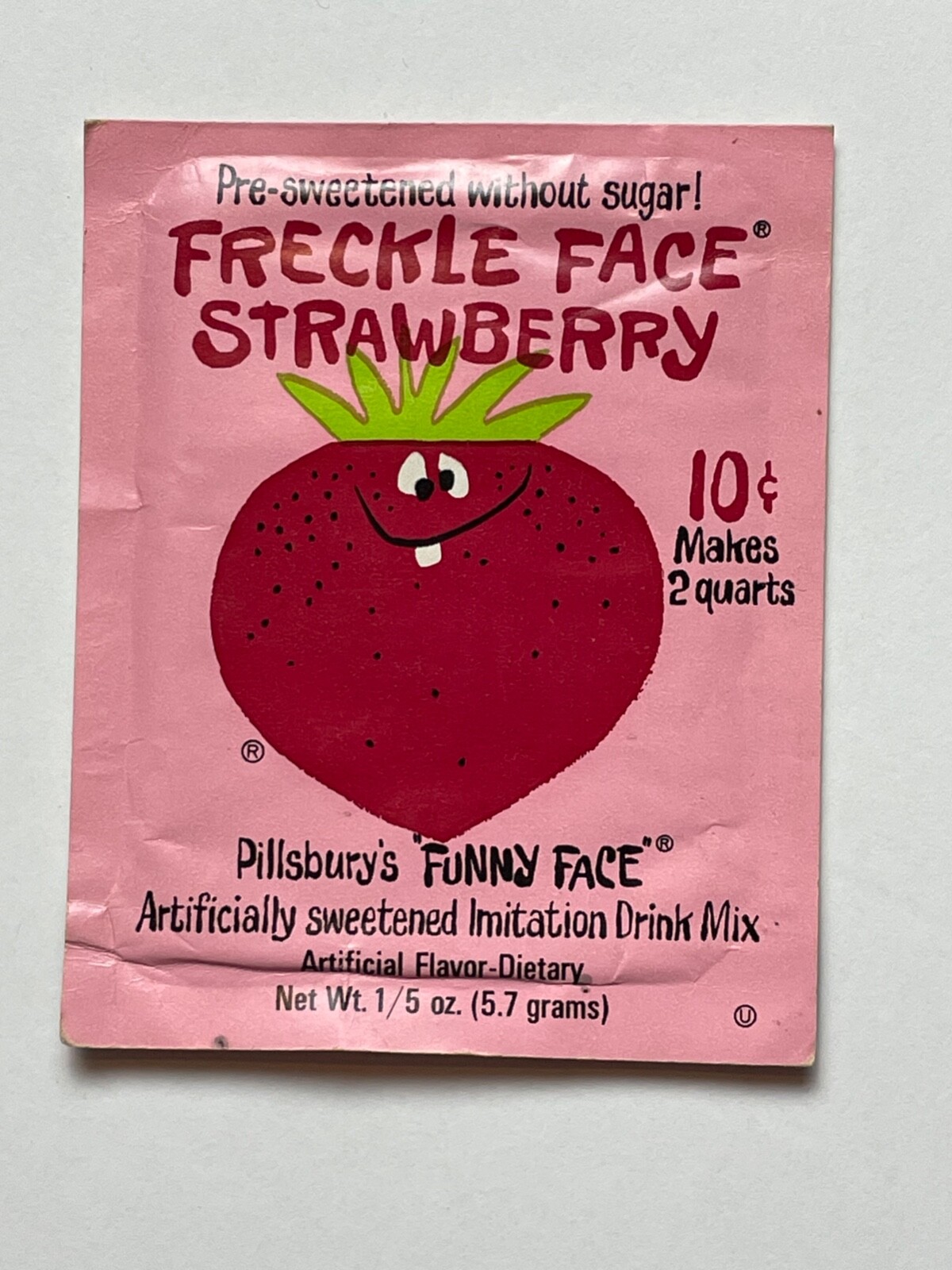 1966 FRECKLE FACE STRAWBERRY FUNNY FACE drink mix pack FULL pillsbury ...