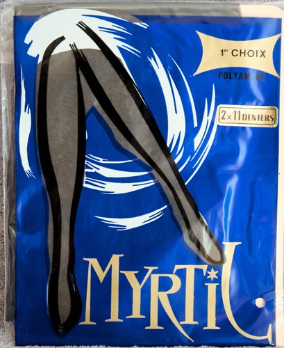 MYRTIL Vintage French Seamless SHEER Nylon Stockings 11 denier NOS BNIP ...
