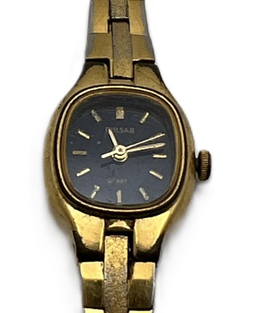 Vintage Pulsar Women's Gold Tone Bracelet Watch Black Dial V811-5300 | eBay