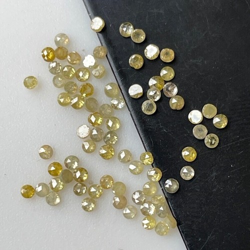 1.50mm 10 Pcs Natural Yellow Melee Round Rose Cut Diamond Cabochon ...