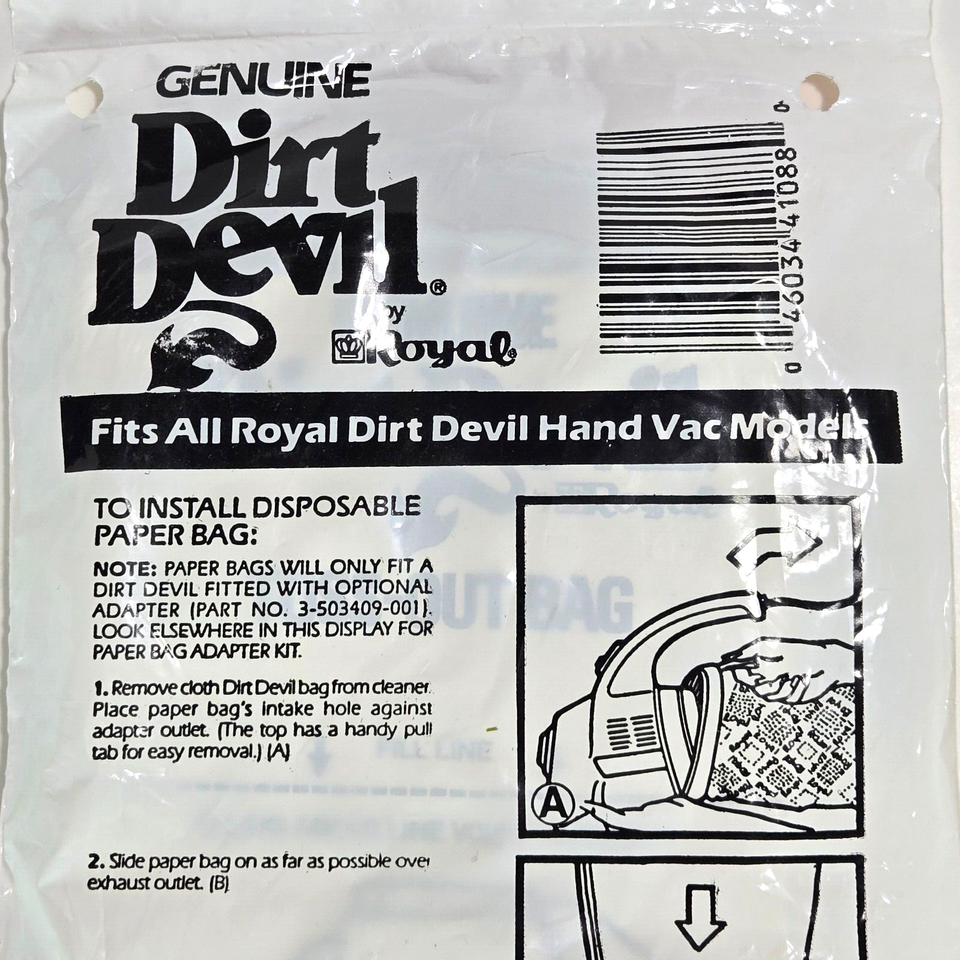 Genuine DIRT DEVIL Royal Hand Vac Vacuum Cleaner Paper Bags 3 Bags 3 ...