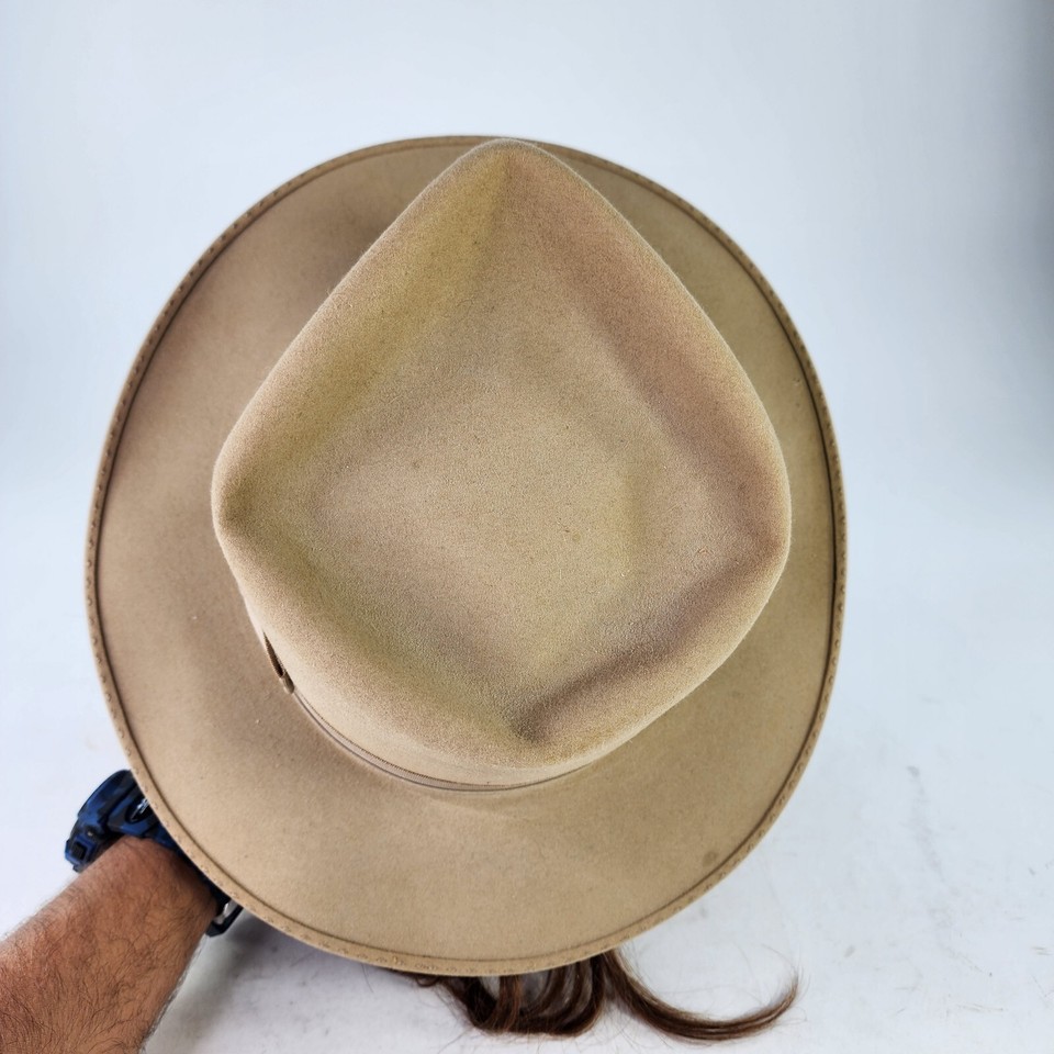 VTG Brent Fedora Felt Hat Size 6 7/8 Taupe Hinge Flex Cushioned cowboy ...