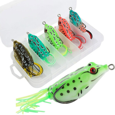 5 PCS Large Frog Topwater Soft Fishing Frogs Lure Bait Bass Crankbaits ...