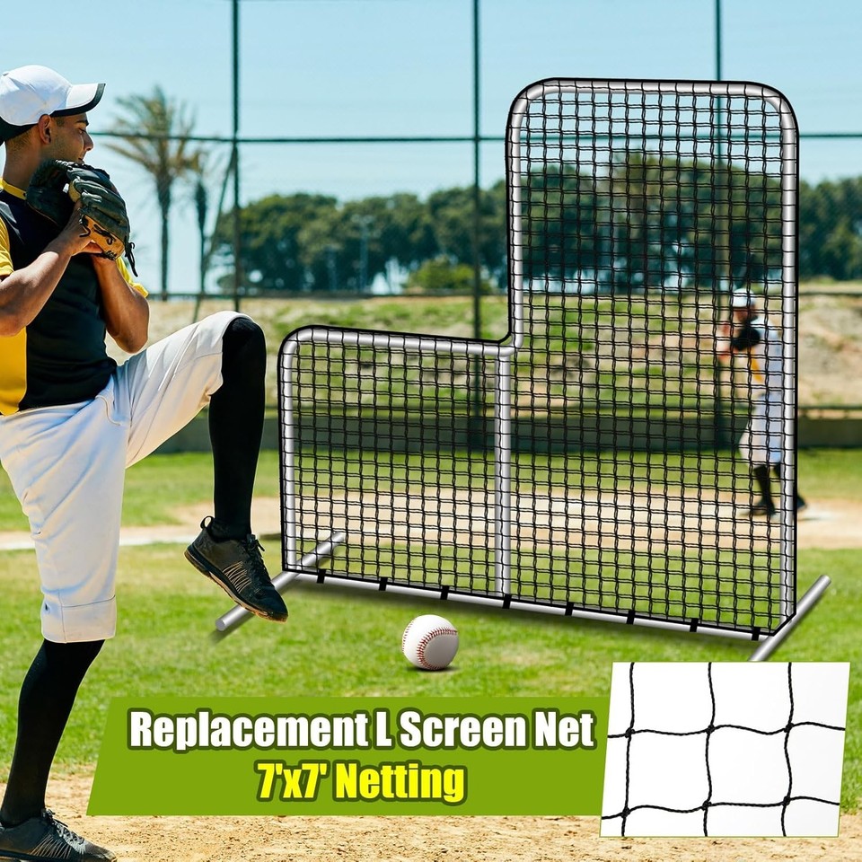 L Screen Net 7x 7ft Netting Protective Portable Pitching L Screen ...