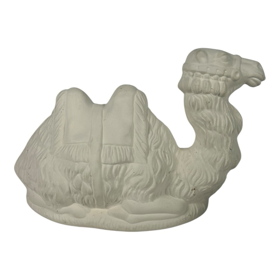 Vintage Ceramic Nativity Camel Figurine Bisque White Holland Mold Style ...