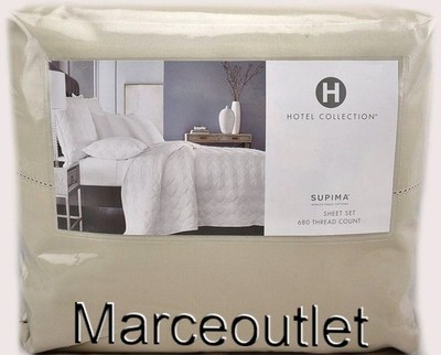 Hotel Collection 680 Thread Count Cotton QUEEN Sheet Set Sand | eBay