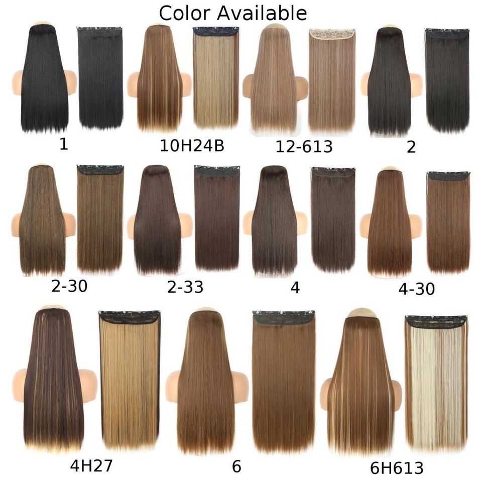 Clip In Hair Extensions 55cm Long Straight 5 Clip Synthetic Fiber for ...