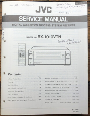 JVC RX-1010VTN RX-1010 VTN Receiver Service Manual *Original* | eBay