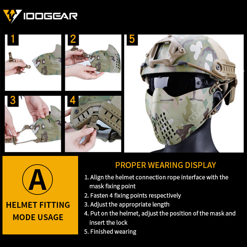 IDOGEAR Pilot Tactical Half Face Mask Airsoft Mask FAST Helmet Military ...