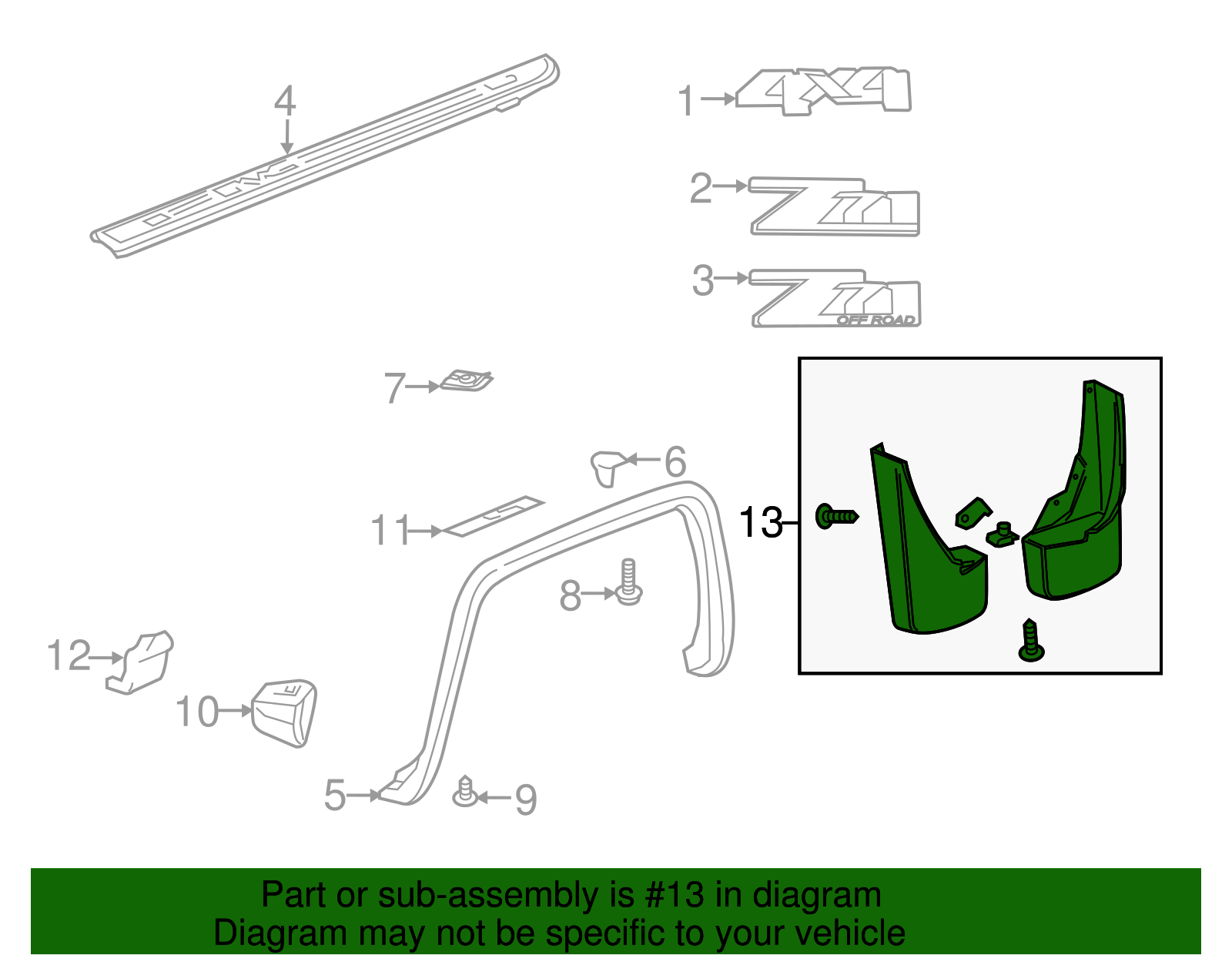 Genuine Rear Splash Guards in Black with GMC Logo 84420656 | eBay