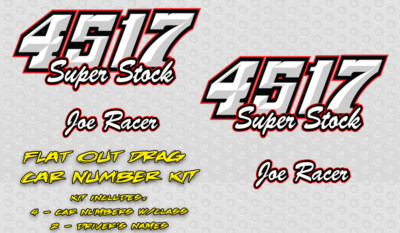 Drag Racing Flat Out Vinyl Number Decals Kit Package | eBay