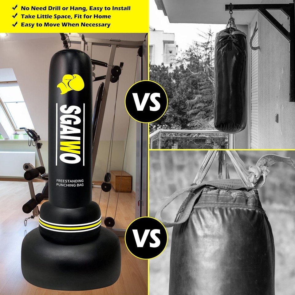 Heavy Punching Bag Boxing Free Standing Fitness MMA Fitness Training ...