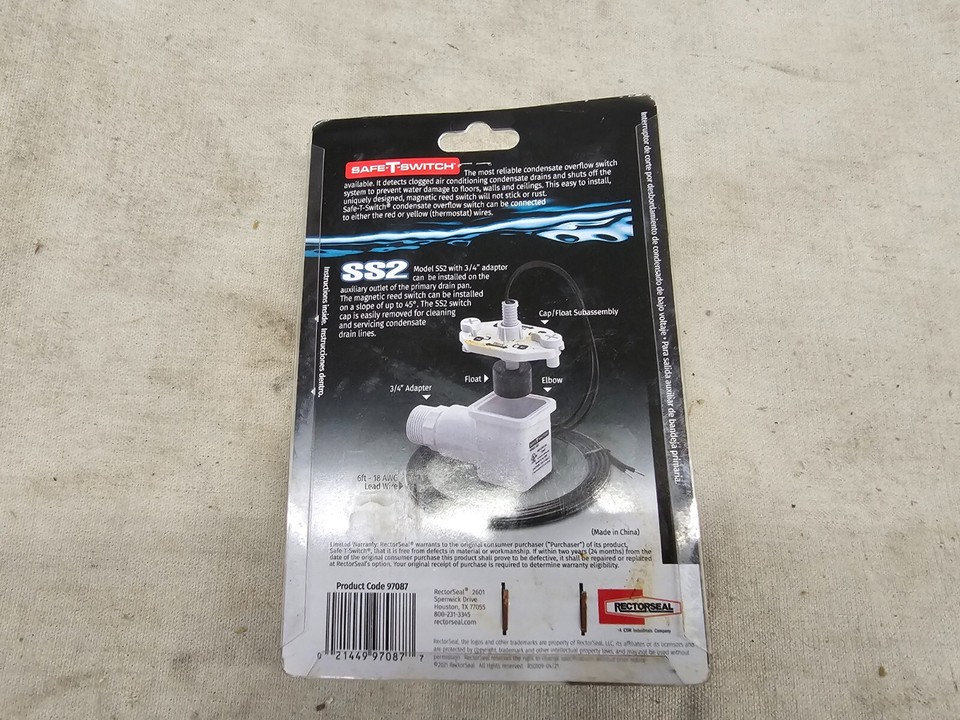 RectorSeal Safe-T-Switch SS2 Overflow Shutoff Switch - Black/White ...