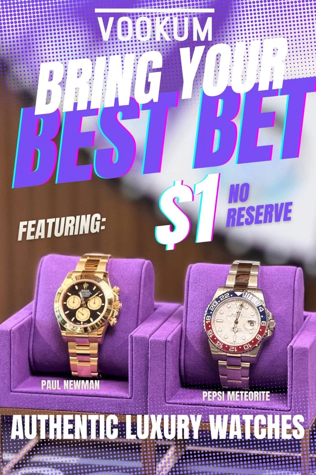 VOOKUM Live Auction - Luxury Watches at $1 - Rolex, Omega, Tudor - 1M ...