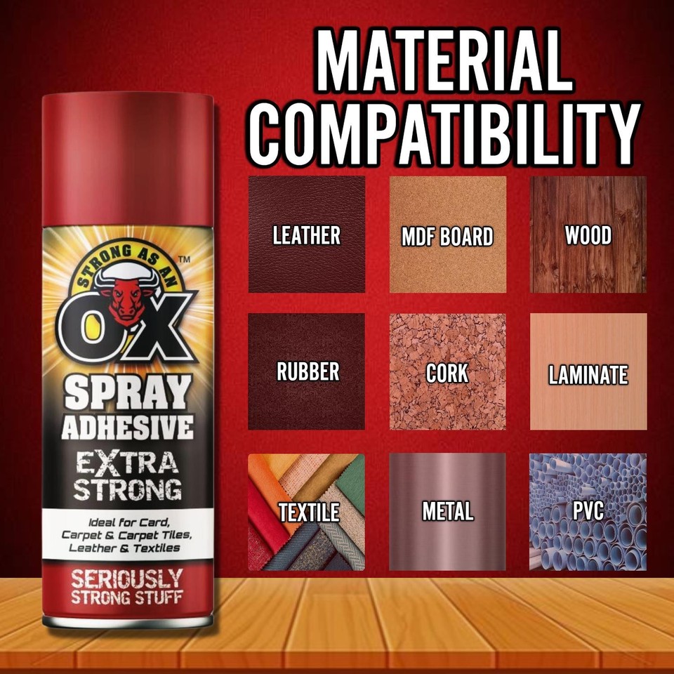 STRONG AS AN OX SPRAY ADHESIVE STRONG CARPET ADHESIVE MULTI-PURPOSE ...