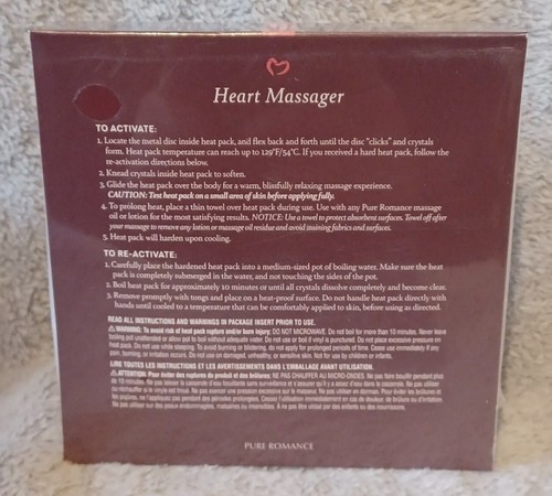 Pure Romance Heart Massager Heat Pack- Brand New and Sealed Retail $20 ...
