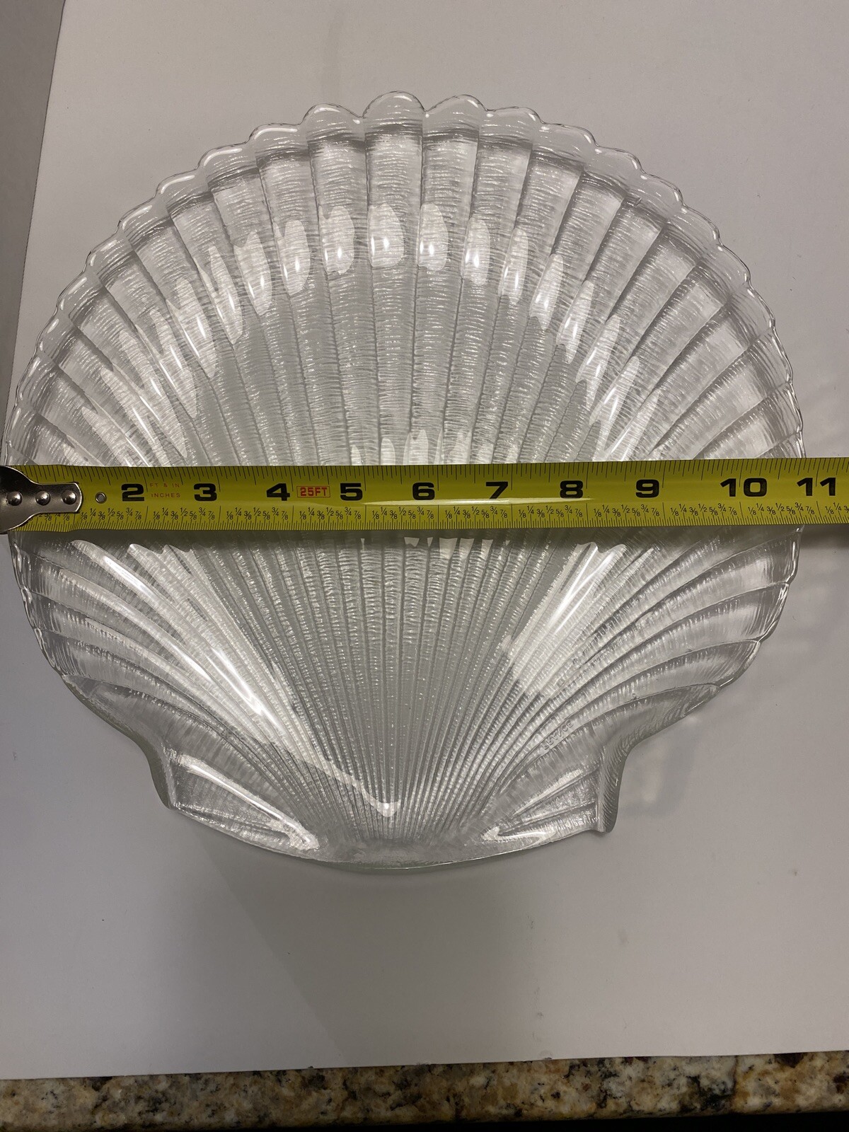 (10) Clear Glass Seashell Clam Scalloped 11” Dinner Plates France ...