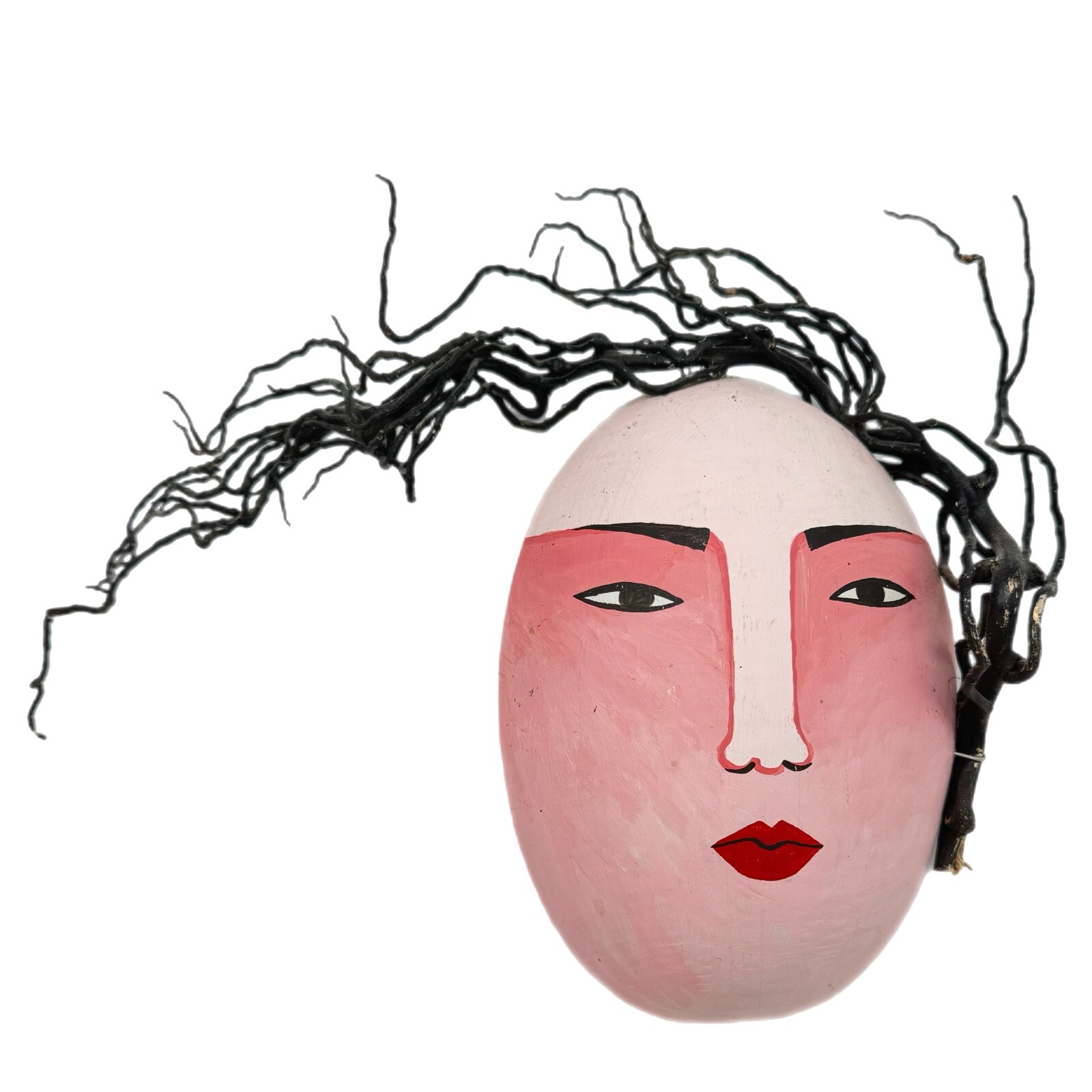 Handmade Artisan Coconut Shell Mask Face Branch Hair Signed Wall ...