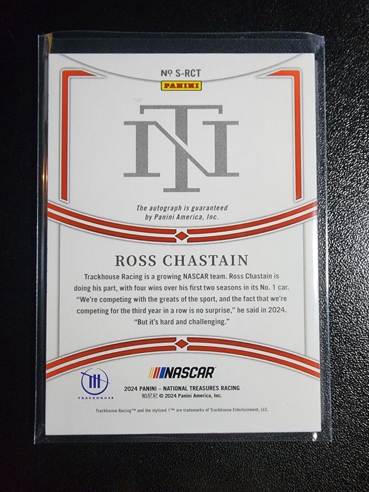 ROSS CHASTAIN 2024 Panini National Treasures Racing #1/5 ON CARD AUTO ...