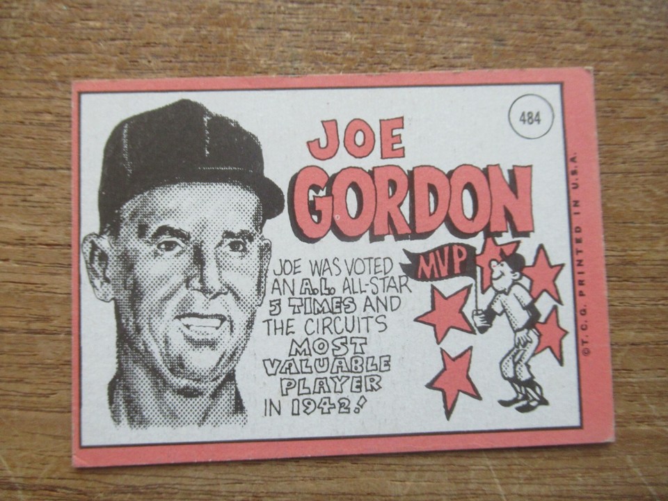1969 TOPPS JOE GORDON #484 HOF KANSAS CITY ROYALS HIGH GRADE SETBREAK ...