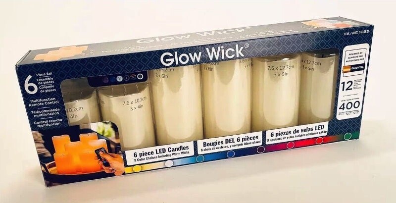 Gerson Glow Wick Colour Changing LED Wax Candles 6 Pieces with Remote ...