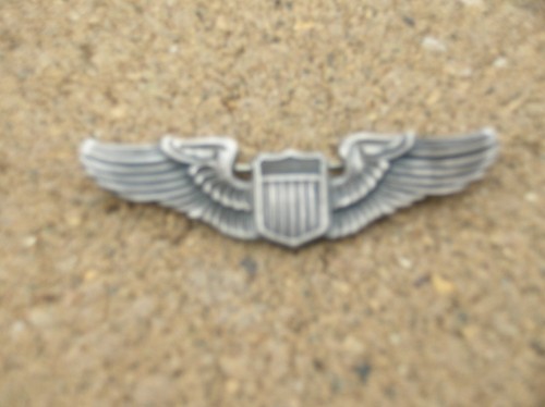 WWII Army Air Corps Pilot Wings, cast STERLING marking, rectangular ...