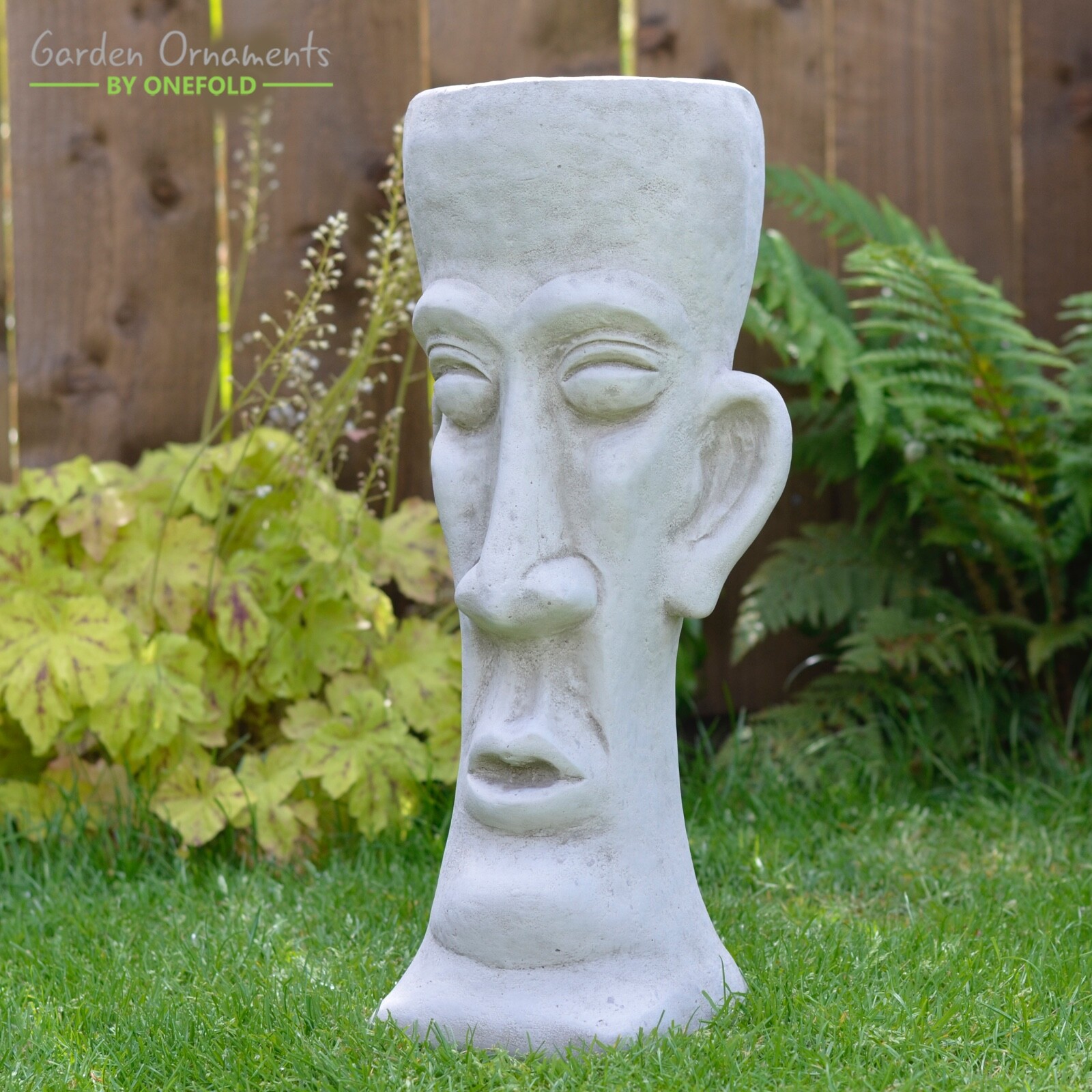 EASTER HEAD PLANTER HAND CAST STONE OUTDOOR ORNAMENT KOH SAMUI MOAI POT ...