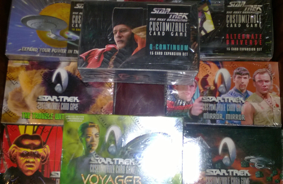Star Trek CCG Booster Box Lot -- 8 Different Sets (Voyager, Borg, TWT ...