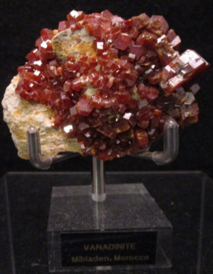 * A+ Museum Grade Vanadinite Crystals on Custom Labeled Acrylic/Metal ...