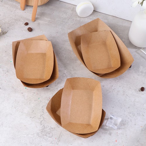 10Pcs Disposable Kraft Paper Boats Plates Trays Sushi Boat Box Food ...