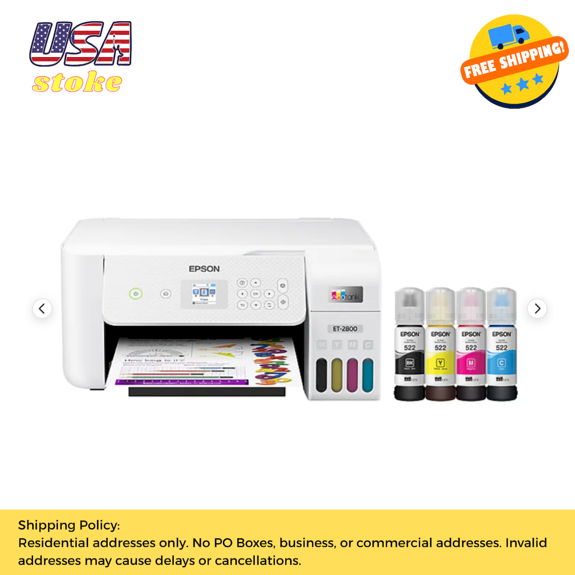 Epson EcoTank ET-2800 Wireless Color Inkjet All-in-One Supertank ...