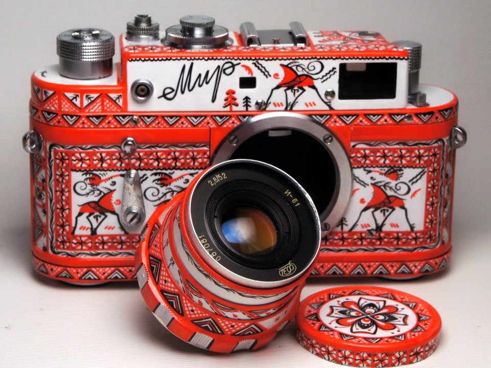 Zorki Mir MIR Soviet USSR RF camera with Industar-61. Stylized as Mezen ...