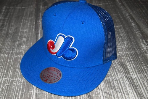 NWT MLB MONTREAL EXPOS MITCHELL & NESS BLUE OSFM TRUCKER MESH SNAPBACK ...